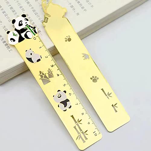Zllada Metal Panda Bookmark - 3 Pieces Metal Hollow Stainless Steel - Cute Cartoon Bookmarks for Kids and Friends