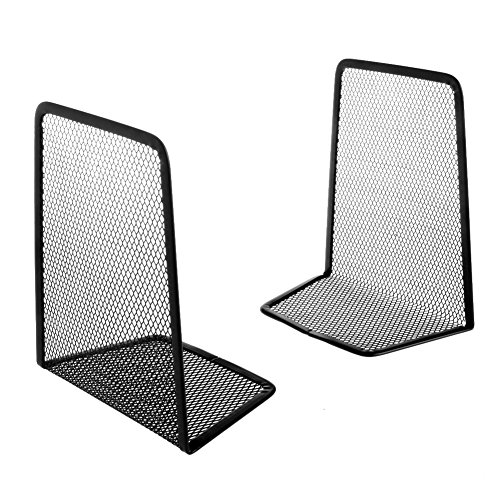 luosh 1 Pair Mesh Bookends Metal Desk Bookends Desk Organizer Desktop Office Home Book Support for Shelves