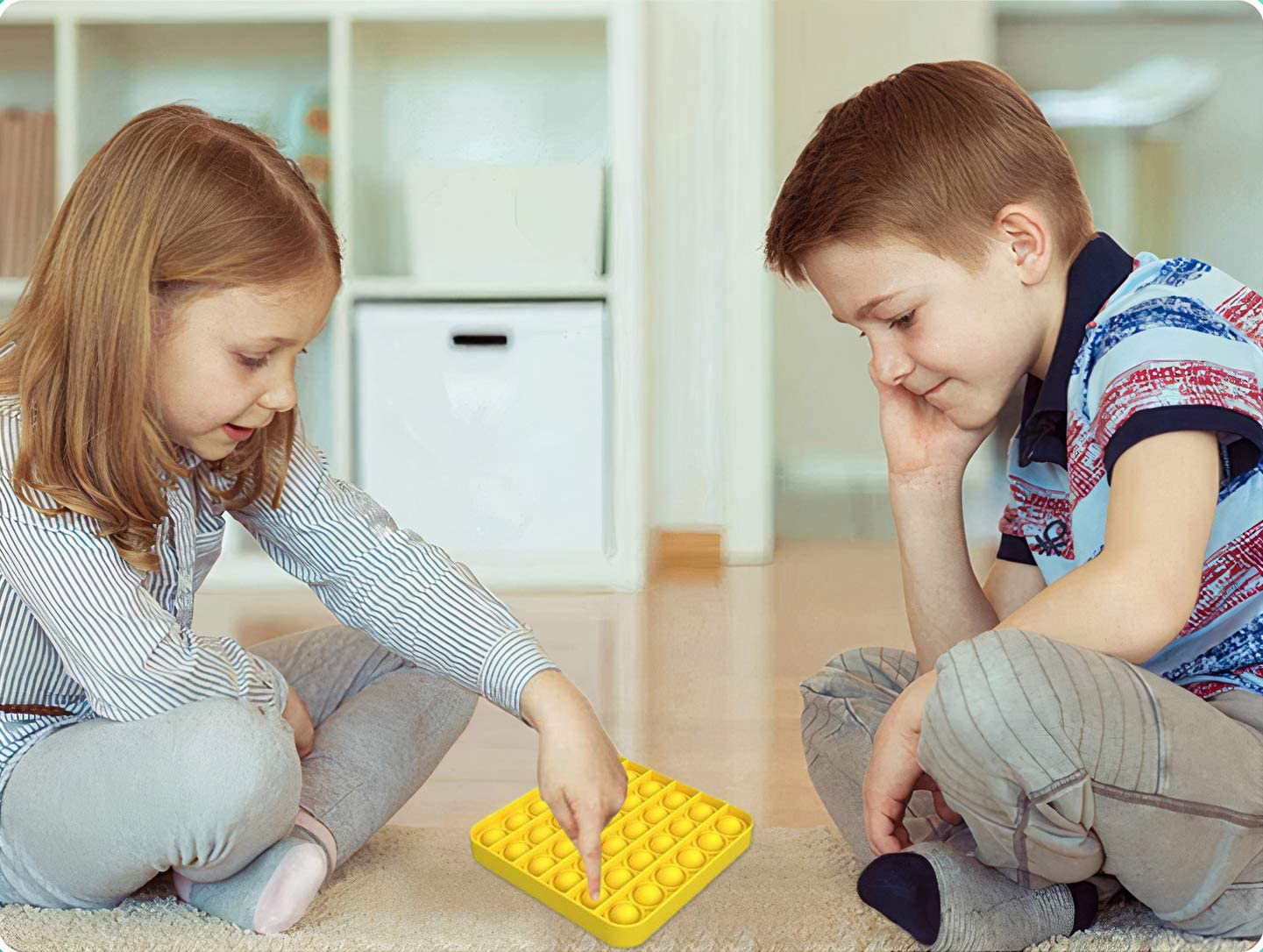 RadBizz Push Pop Bubble Fidget Sensory Toy - for Autism, Stress, Anxiety - Kids and Adults (Square Yellow)