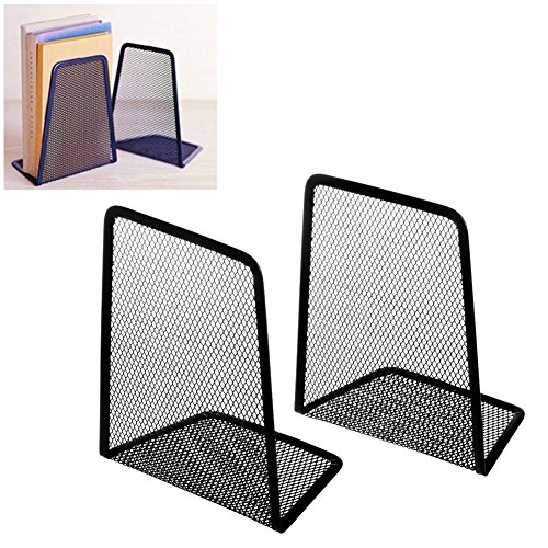 luosh 1 Pair Mesh Bookends Metal Desk Bookends Desk Organizer Desktop Office Home Book Support for Shelves