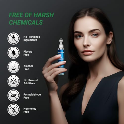 5% Caffeine Peptide Eye Serum, Under Eye Roller Cream for Dark Circles, Puffiness, Bags Under Eyes - 360° Massage Ball Cream Anti-aging for Wrinkles Fine Lines and Firming (Light blue)