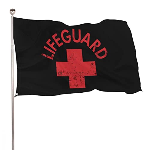 Lifeguard Banner Flag Decorations for Indoor Outdoor Garden Yard Flags Funny Graphic 3x5 4x7 Ft 35x59 in