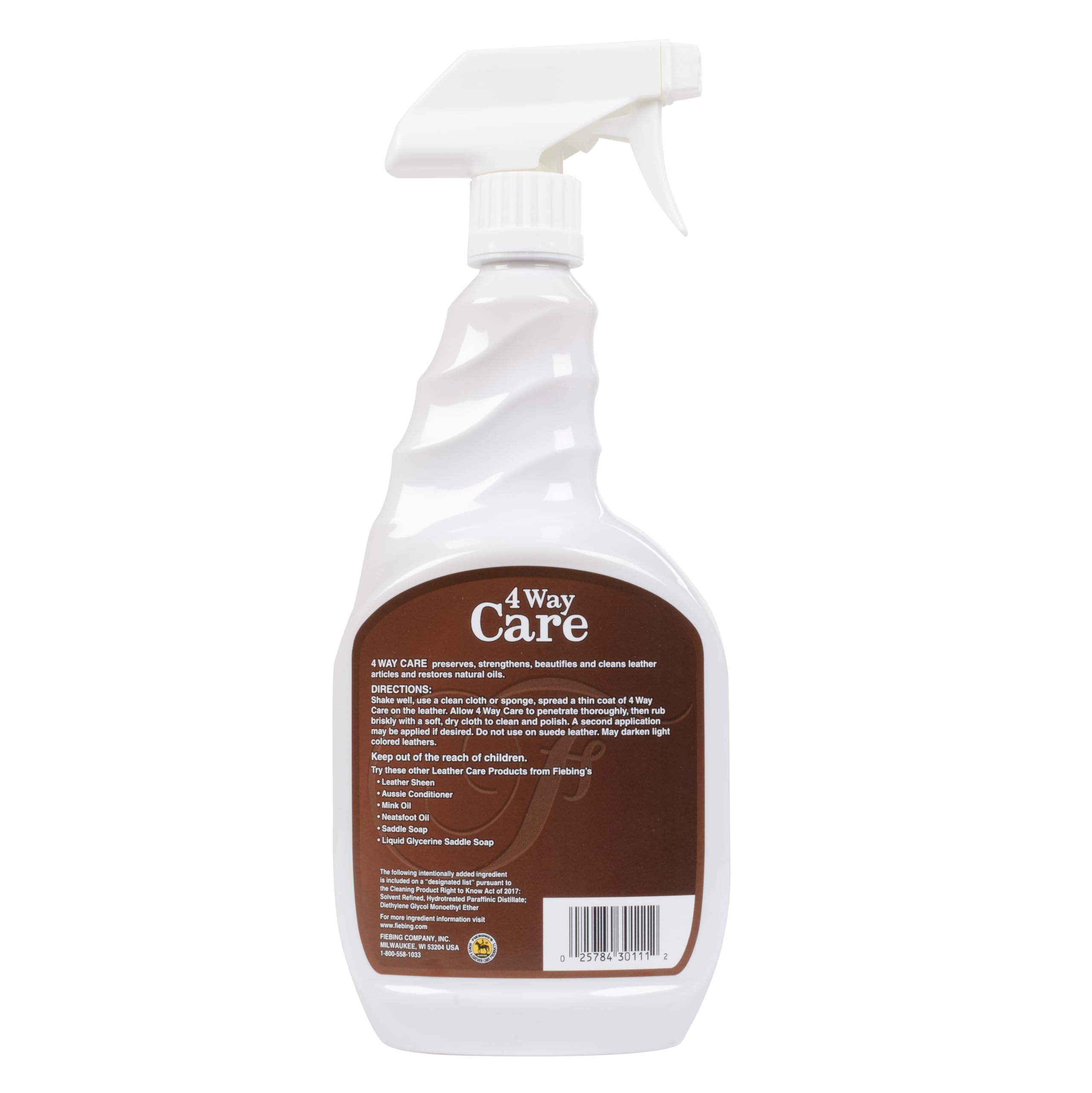 Fiebing's 4 Way Care Leather Conditioner 32oz spray for furniture, saddles, automobile upholstery, boots, shoes, handbags, etc