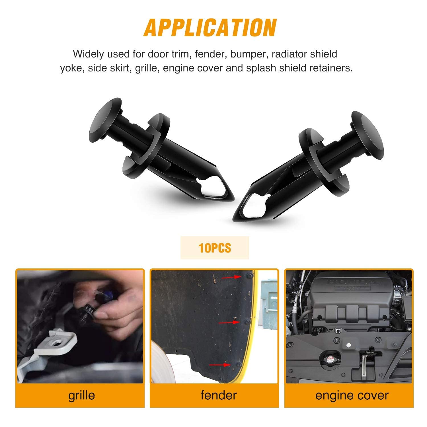 GOOACC GRC-70 35PCS Engine Under Cover Splash Shield Guard Body Bolts Bumper Fender Liner Push Retainer Fastener Rivet Clips , black