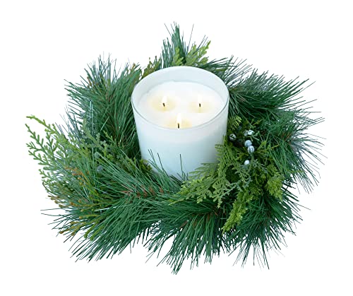Mixed Pine Pillar Candle Ring, 12 Inches Diameter, Artificial Pine, Candle Holder Ring