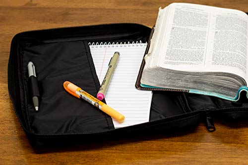 Black Bald Eagle Embroidered Polyester Bible Cover Case with Handle, X-Large