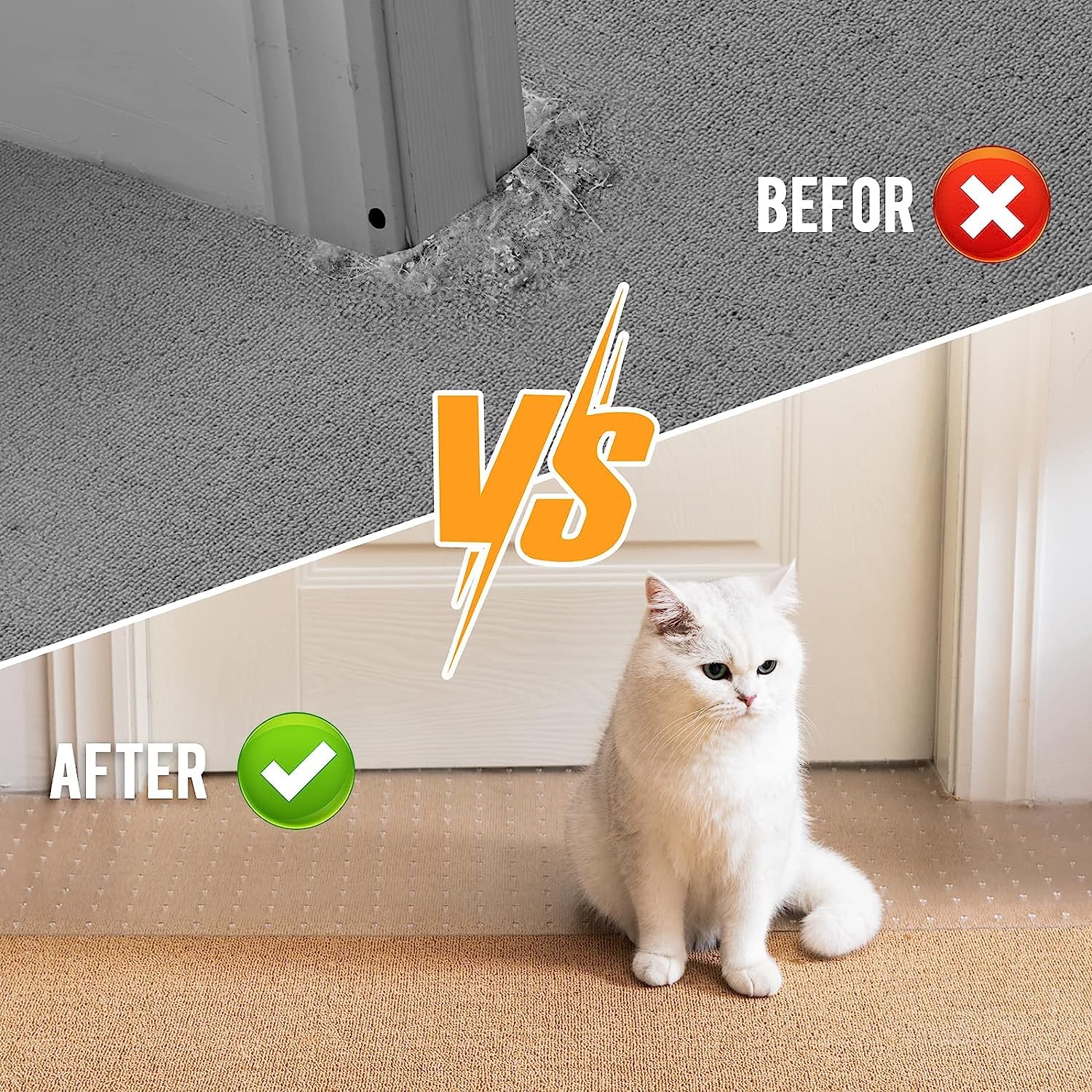 Uross Carpet Protector for Pets - Cat Carpet Protector for Doorway, Anti Scratch Under Door Cat Scratch Protector Mat, Easy to Cut Plastic Carpet Scratch Stopper, Cat Scratch Guard Carpet 3.6FT