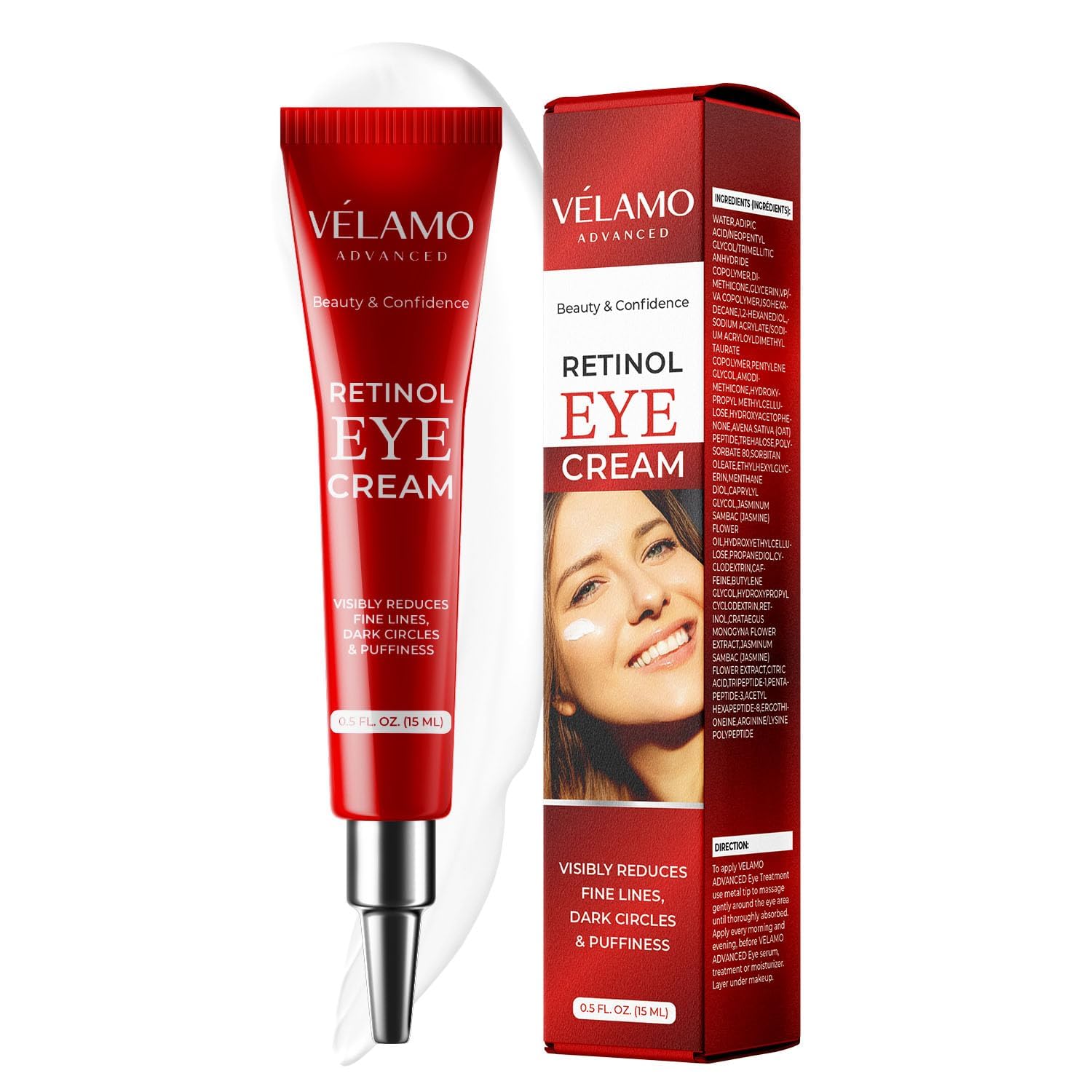 Rapid Reduction Retinol Eye Cream: Under Eye Cream Instantly Reduces Wrinkles Fine Lines Under Eye Bags Puffiness Dark Circles Crow's Feet - Rapid Face Lifting Tightening Firming 1 OZ/15g