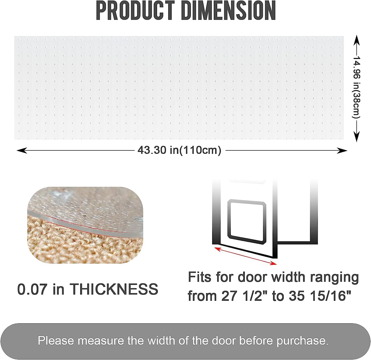 Uross Carpet Protector for Pets - Cat Carpet Protector for Doorway, Anti Scratch Under Door Cat Scratch Protector Mat, Easy to Cut Plastic Carpet Scratch Stopper, Cat Scratch Guard Carpet 3.6FT