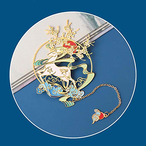 Retro Metal Bookmark, Unique Carved Pendant Charm Book Marker for Book Lovers Metal Pagination Mark Student Gift Book Clip(E)