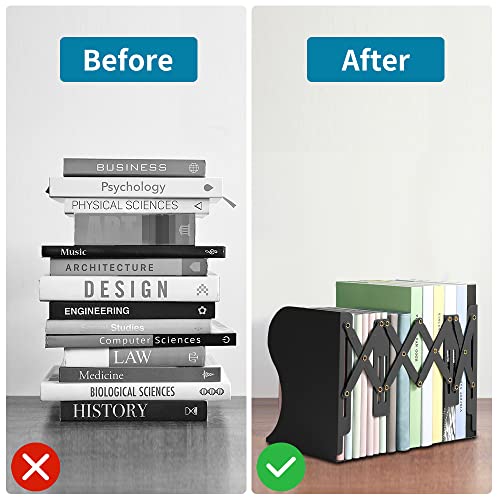 Adjustable Bookends, Expandable Bookends Magazine File Holder,Desk Organizer and Accessories for Office, Books, Papers, Extends up to 19 inches