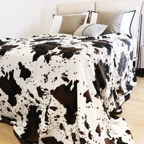 Fleece Cow Print Throw Blanket, Super Soft Flannel Cozy Cow Blankets for Adults, Lightweight Fuzzy Cow Blankets for Couch Sofa Bed Office, Throw Size Warm Plush Blankets for All Season 50"×60"