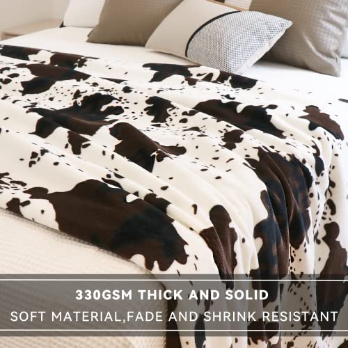 Fleece Cow Print Throw Blanket, Super Soft Flannel Cozy Cow Blankets for Adults, Lightweight Fuzzy Cow Blankets for Couch Sofa Bed Office, Throw Size Warm Plush Blankets for All Season 50"×60"