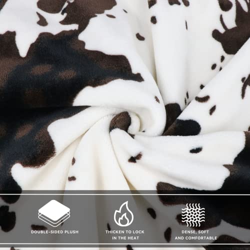 Fleece Cow Print Throw Blanket, Super Soft Flannel Cozy Cow Blankets for Adults, Lightweight Fuzzy Cow Blankets for Couch Sofa Bed Office, Throw Size Warm Plush Blankets for All Season 50"×60"