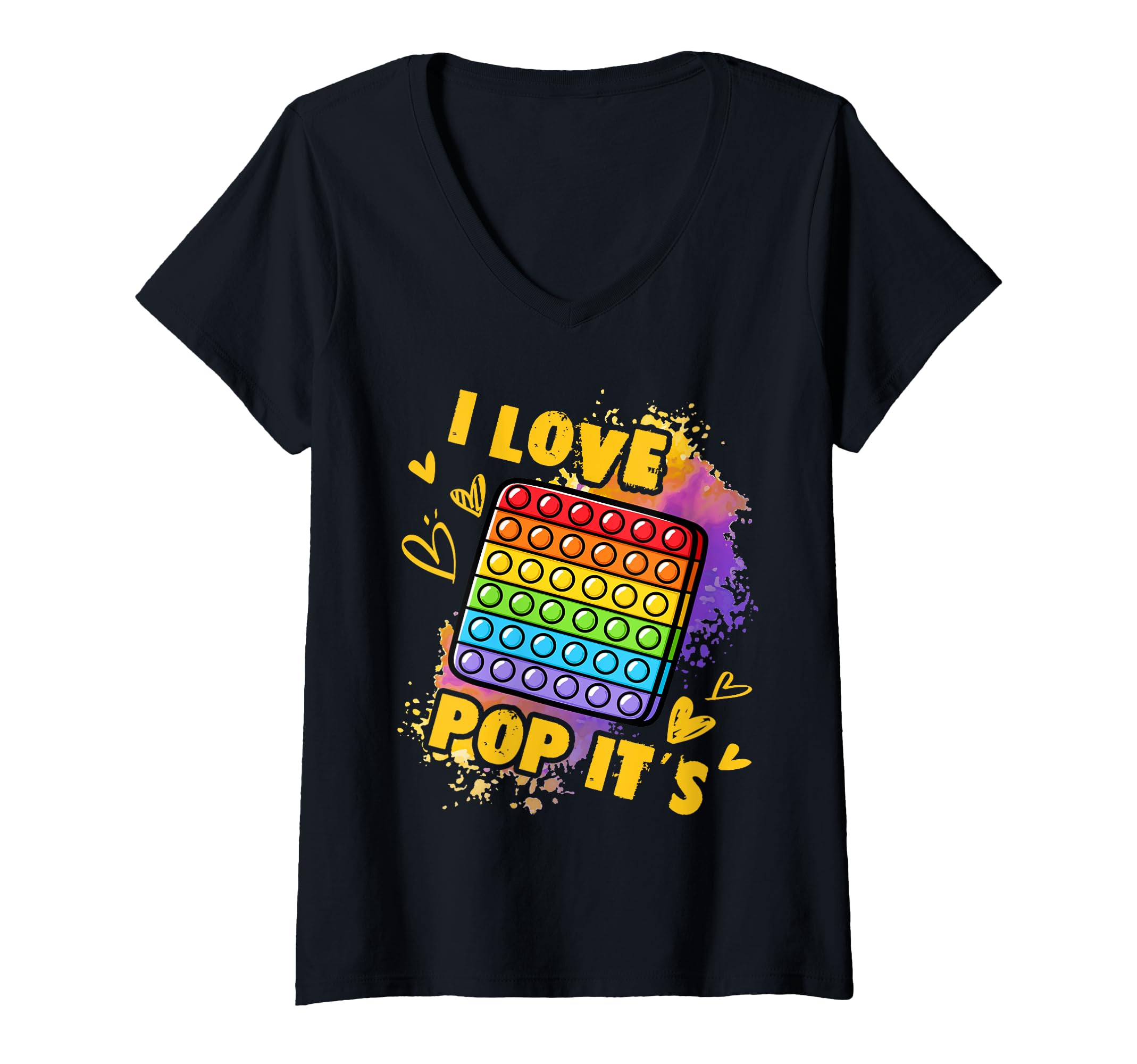 Womens Fidget Toy Pop It for Kids, Love Pop It's V-Neck T-Shirt