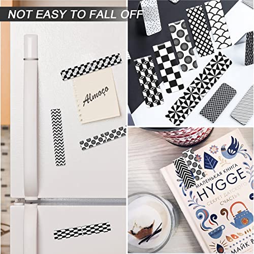 MWOOT 30Pcs Geometric Magnetic Bookmarks, Black White Magnet Page Markers Kit, Creative Magnetic Page Clips Bookmark for School Office Kids Students Book Lovers Reading Supplies (30 Styles, 6x2CM)
