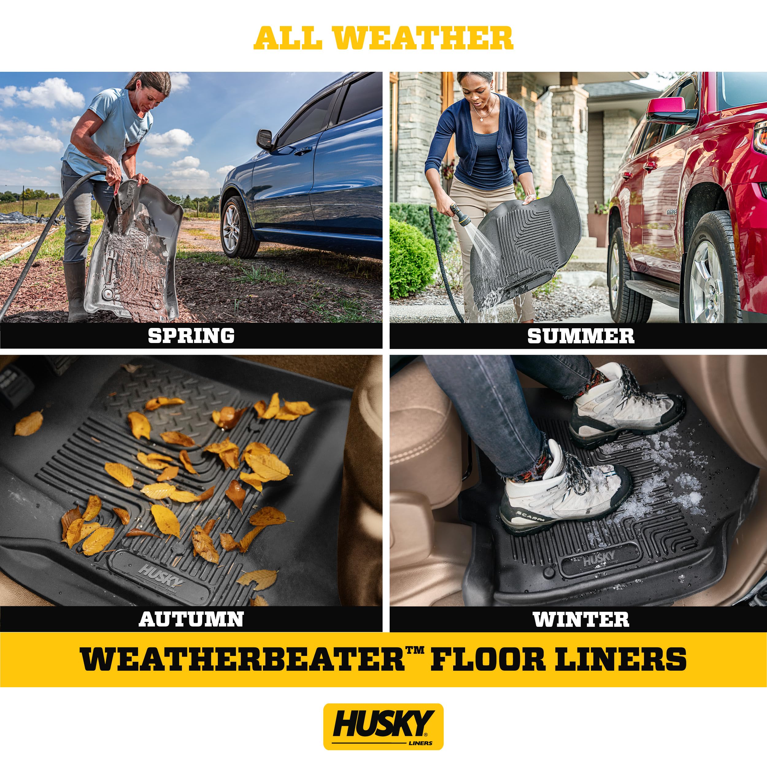 Husky Liners | Weatherbeater | Fits 2011 - 2013 Kia Sorento | Front & 2nd Row Liners - Black, 3 pc.| 98811