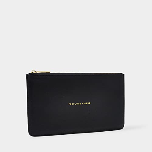 KATIE LOXTON Fabulous Friend Womens Vegan Leather Sentiment Slim Perfect Pouch Black