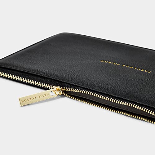KATIE LOXTON Fabulous Friend Womens Vegan Leather Sentiment Slim Perfect Pouch Black