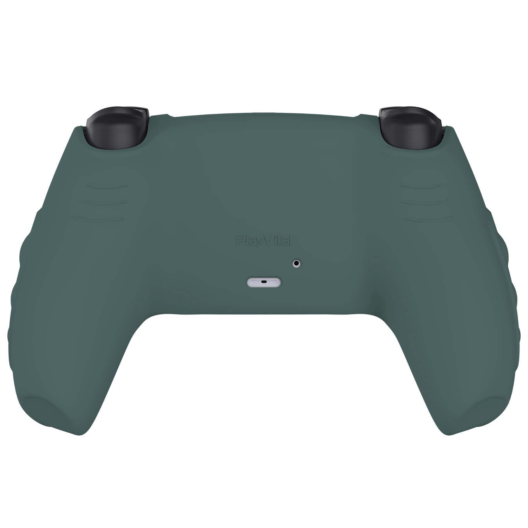 PlayVital Knight Edition Templeton Gray & Jade Grey Two Tone Anti-Slip Silicone Cover Skin for ps5 Controller, Soft Rubber Case for ps5 Wireless Controller with Thumb Grip Caps