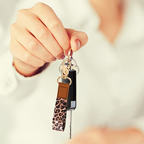 Handlein Key Ring Bracelet ,Mini Keychain Bracelet for Women,Key Rings for Keychains Holder Car ID Badges Card Wallet Phone Camera.(Leopard)