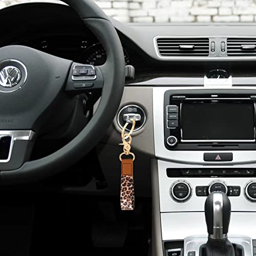 Handlein Key Ring Bracelet ,Mini Keychain Bracelet for Women,Key Rings for Keychains Holder Car ID Badges Card Wallet Phone Camera.(Leopard)