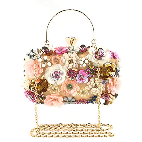 JIAJIA 3815 Women's Purses Handbags Envelope Clutch Bags Rhinestone 3D Sequins Wedding Evening Bag,Champagne