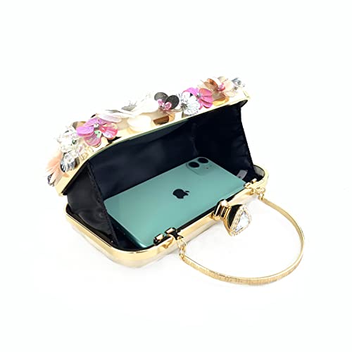 JIAJIA 3815 Women's Purses Handbags Envelope Clutch Bags Rhinestone 3D Sequins Wedding Evening Bag,Champagne
