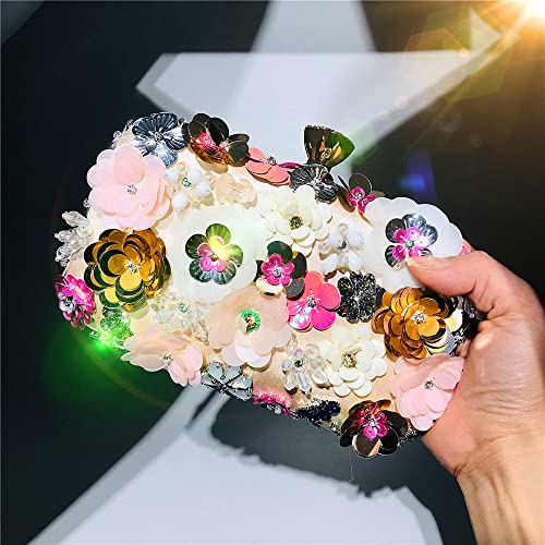 JIAJIA 3815 Women's Purses Handbags Envelope Clutch Bags Rhinestone 3D Sequins Wedding Evening Bag,Champagne