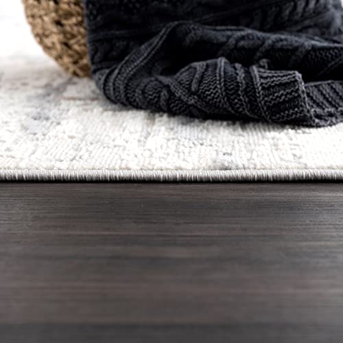 Abani Rugs 6' x 9' Contemporary Grey Paint Strokes Premium Area Rug - No-Shedding Modern Marble Design Dining Room Under Table Rug