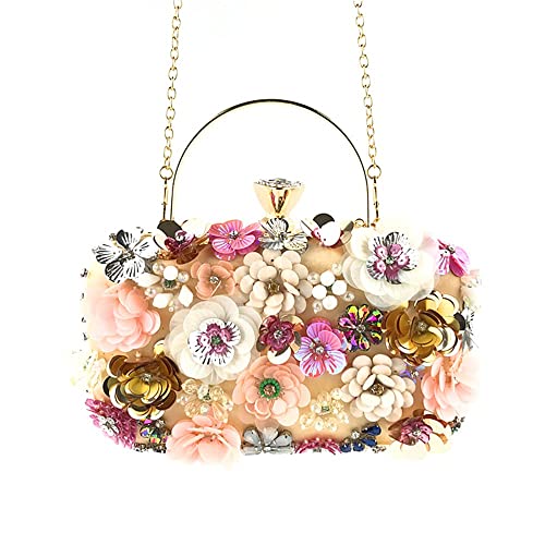 JIAJIA 3815 Women's Purses Handbags Envelope Clutch Bags Rhinestone 3D Sequins Wedding Evening Bag,Champagne