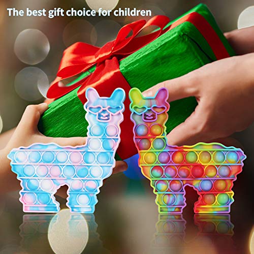 WHATOOK POP Fidget Llama Toys its Llama Fidget Pop Toys Unicorn: 2pack Poppers Sensory Special Needs Stress Relief and Anti-Anxiety Silicone Squeeze Bubble Alpaca Toy Tools for Kids and Adults