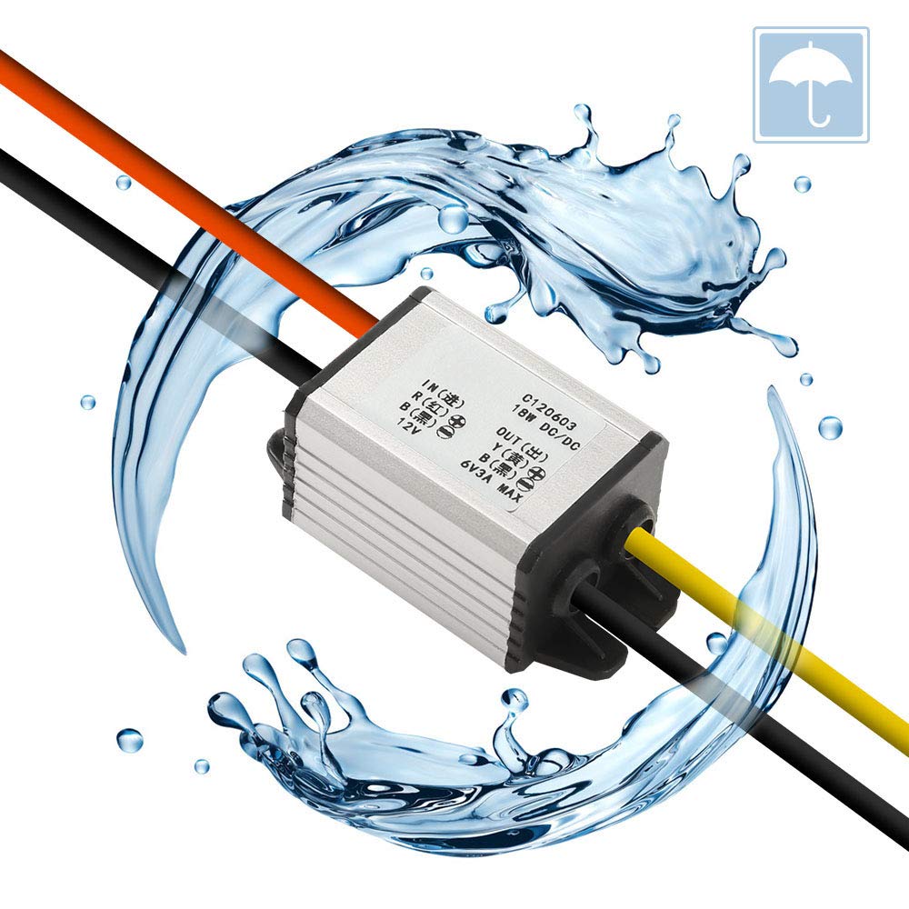 Dorhea 12V to 6V Car Power Voltage Converter DC 9V-22V 12V to DC 6V Buck Voltage 3A 18W Waterproof DC Step Down Volt Module Power Supply Board Compatible with Car Vehicle Automotive LED Display Radio