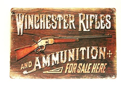 Bayyon Tin Sign Winchester Rifles Tin metal Sign Man Cave Vintage Ad Style Gun Ammo Shop 8X12Inch