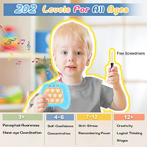 Electronic Pop Light Up Fidget Game,Handheld Pop Games,Breakthrough Educational Game Console,Sensory Toy(Light Blue)