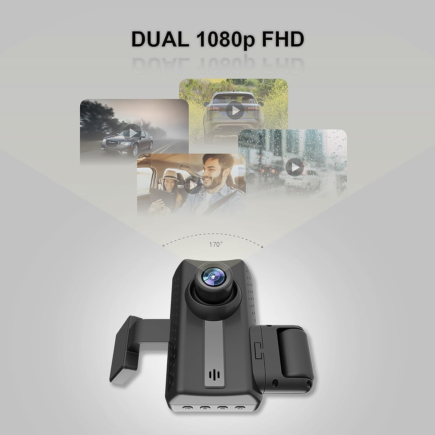 Dash Cam for Cars, 1080P Full HD DVR Dash Camera Front Rear/Inside, 3.0 Inch IPS Screen Dashboard Dashcam with 170° Wide Angle, Night Vision, Parking Mode, G-Sensor, Loop Recording