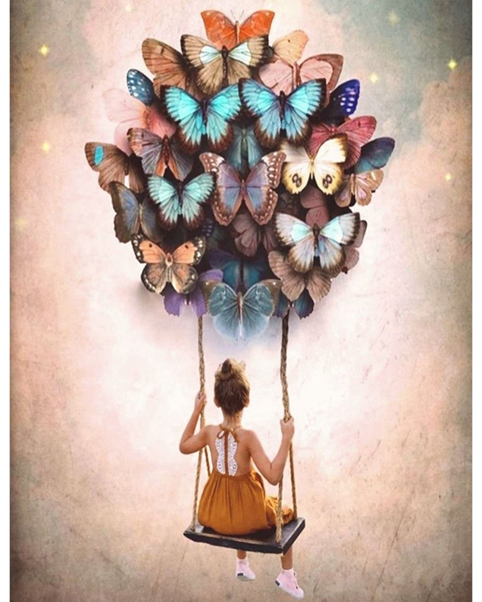 SNMUW Paint by Number for Adults, Easy Paint by Numbers for Beginner, Butterfly and Girl Acrylic Watercolor Paint by Number for Kids, DIY Oil Painting for Home Wall Decor Gift 16X20in