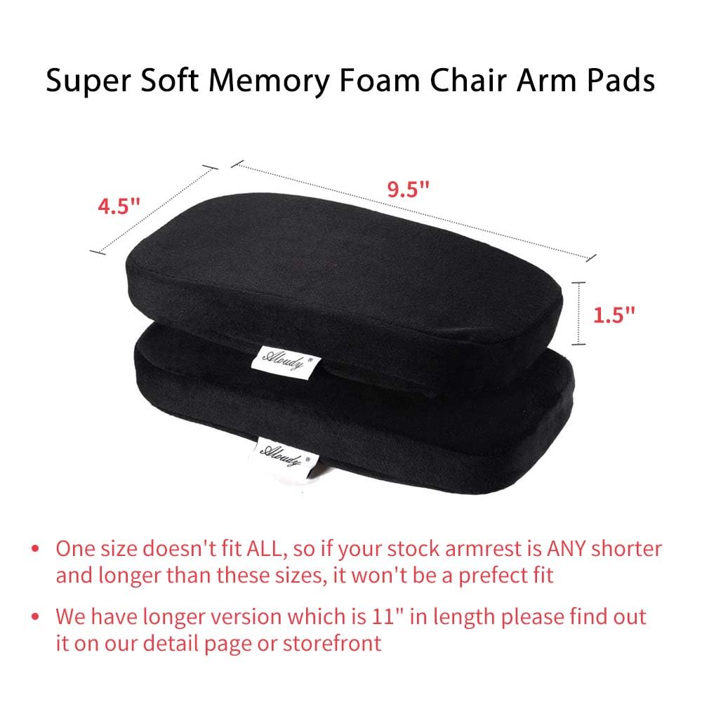 Aloudy Ergonomic Memory Foam Office Chair Armrest Pads, Comfy Gaming Chair Arm Rest Covers for Elbows and Forearms Pressure Relief(Set of 2)