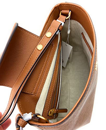 Tory Burch Emerson Womens Saffiano Leather Bucket Bag (Moose)