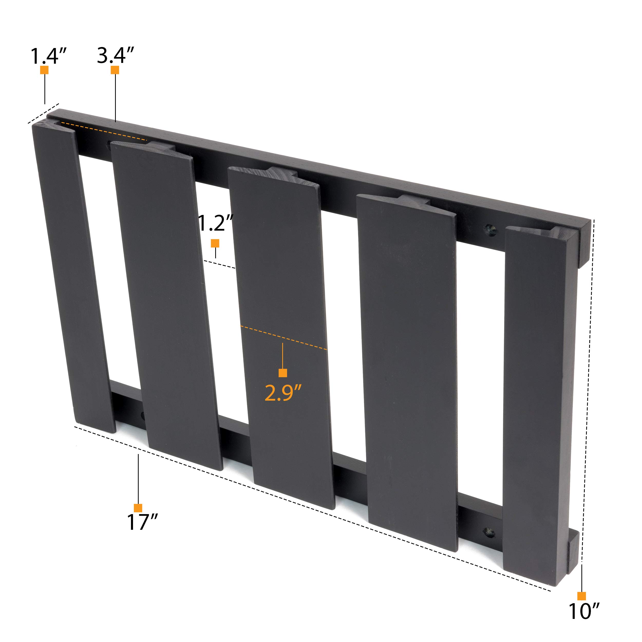 Rustic State 4 Sectional Adjustable Wood Under Cabinet Wine Glass Holder Wine Glass Rack Hanging Shelf Stemware Bar Organizer - 12 Wine Glass Storage - 10 Inch Deep - Black