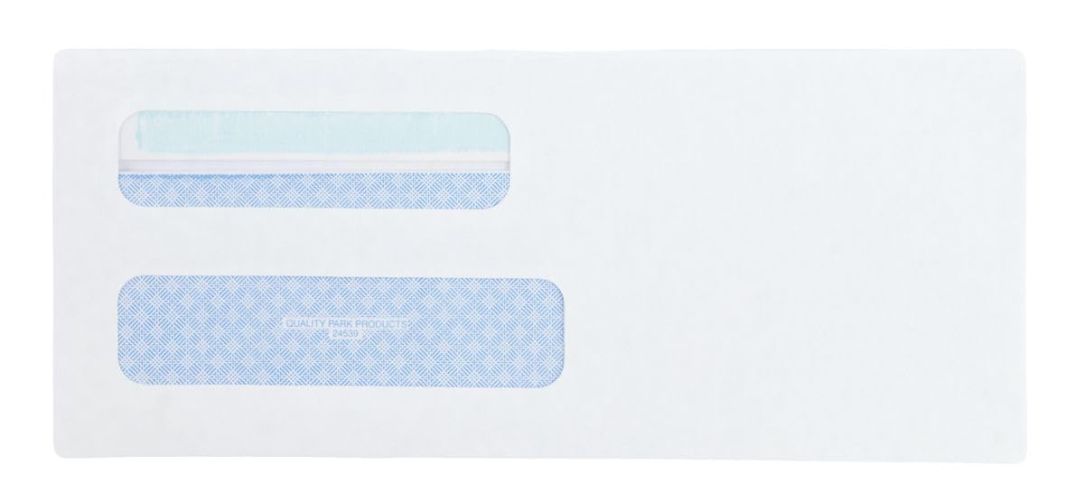 Quality Park #8 5/8 Security Envelopes, Double Window, Self Seal, Invoices/QuickBooks Statements, 3-5/8" x 8-5/8", 24 lb White, 500/Box (QUA24539)