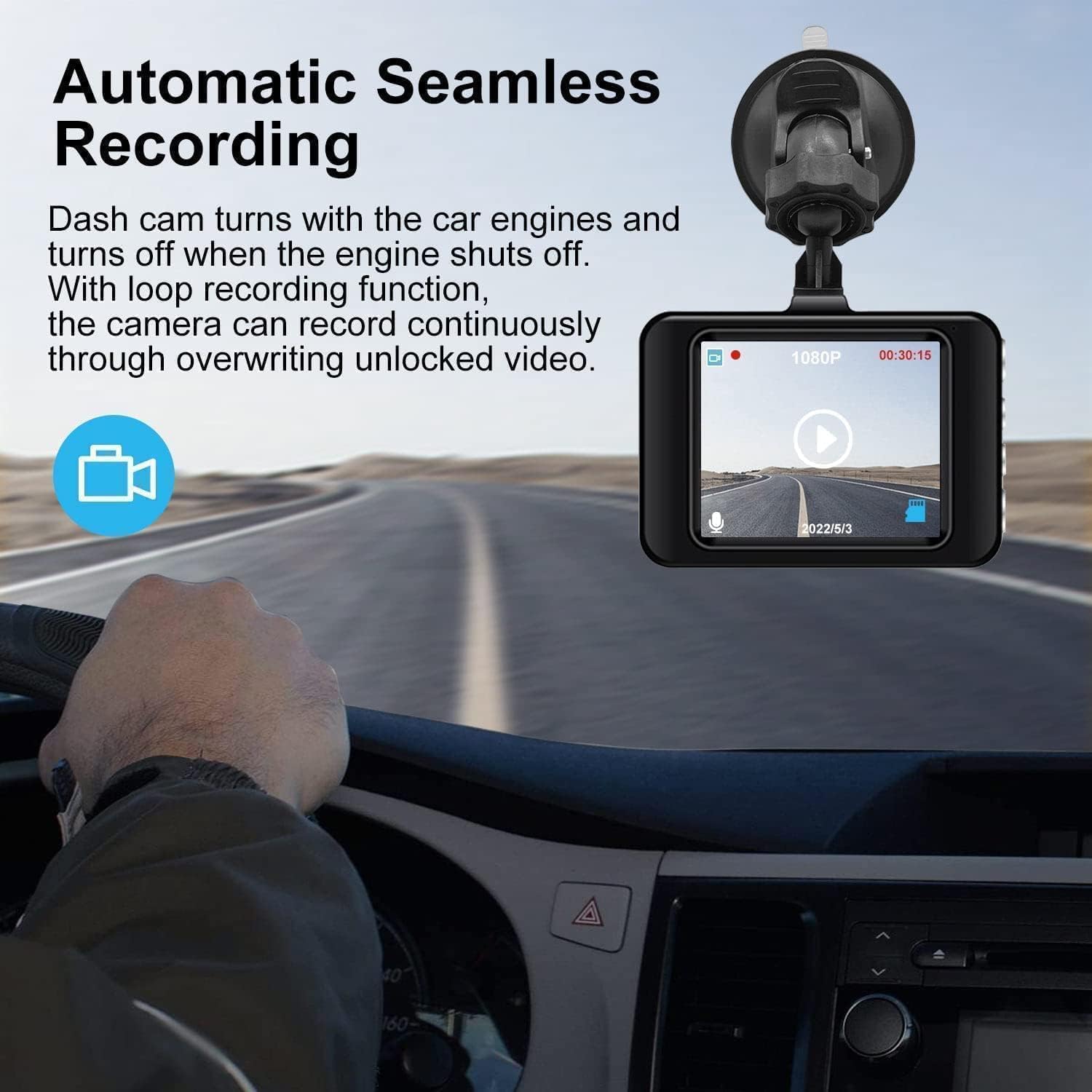 Dash Camera for Car, FHD 1080P, Super Night Vision, Dashcams for Cars w/WDR Loop Recording G-Sensor Parking Monitor Motion Detection Dashboard Camera
