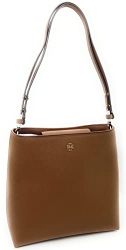 Tory Burch Emerson Womens Saffiano Leather Bucket Bag (Moose)