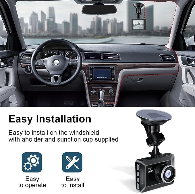Dash Camera for Car, FHD 1080P, Super Night Vision, Dashcams for Cars w/WDR Loop Recording G-Sensor Parking Monitor Motion Detection Dashboard Camera