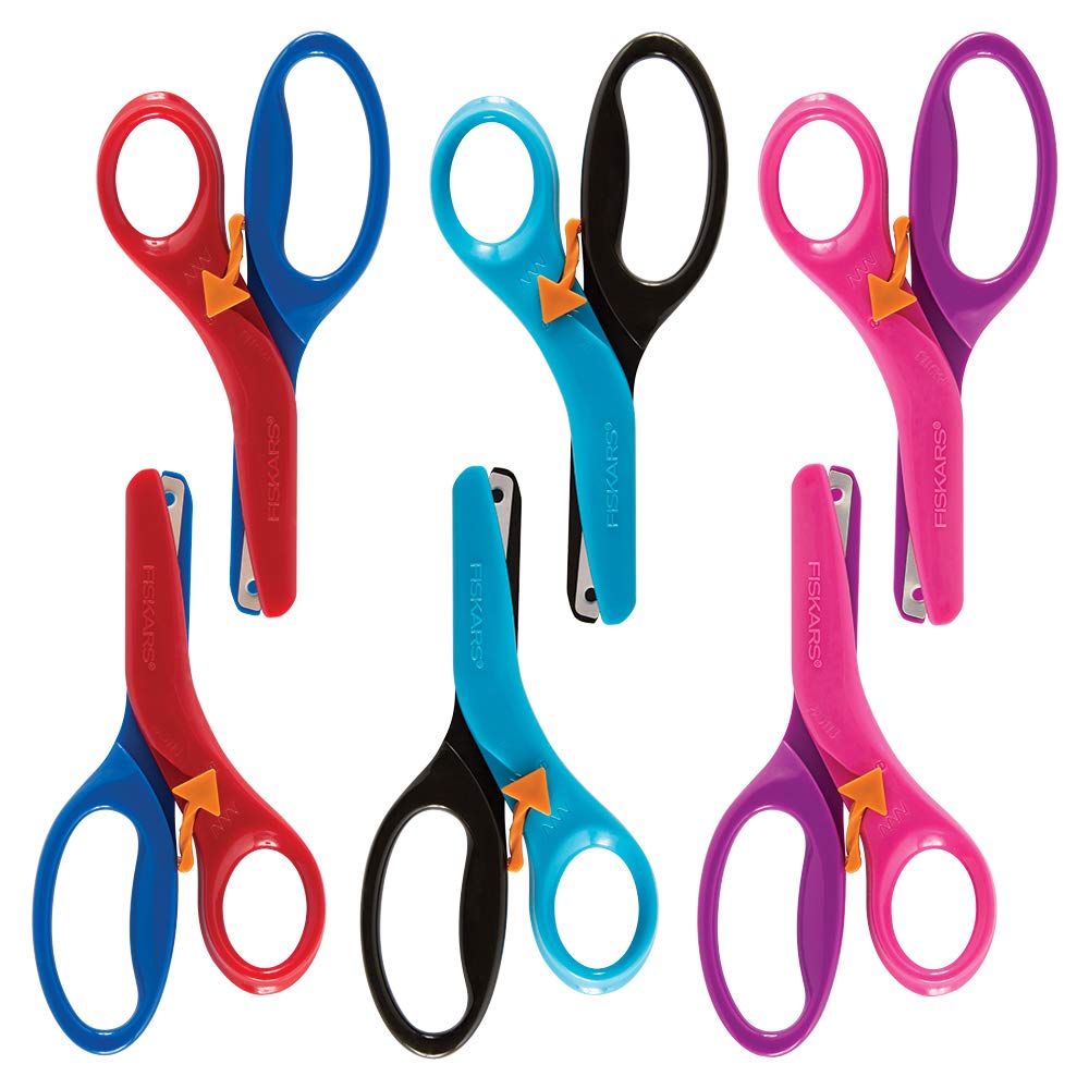 Fiskars Kids Scissors, Toddler Scissors, Safety Scissors, 6 Pack