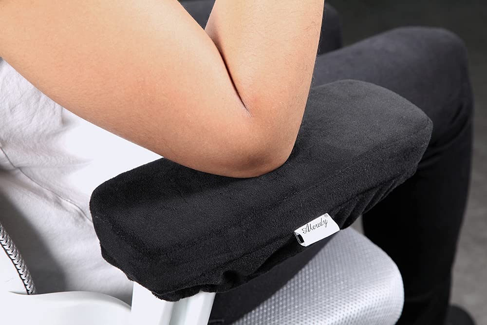 Aloudy Ergonomic Memory Foam Office Chair Armrest Pads, Comfy Gaming Chair Arm Rest Covers for Elbows and Forearms Pressure Relief(Set of 2)