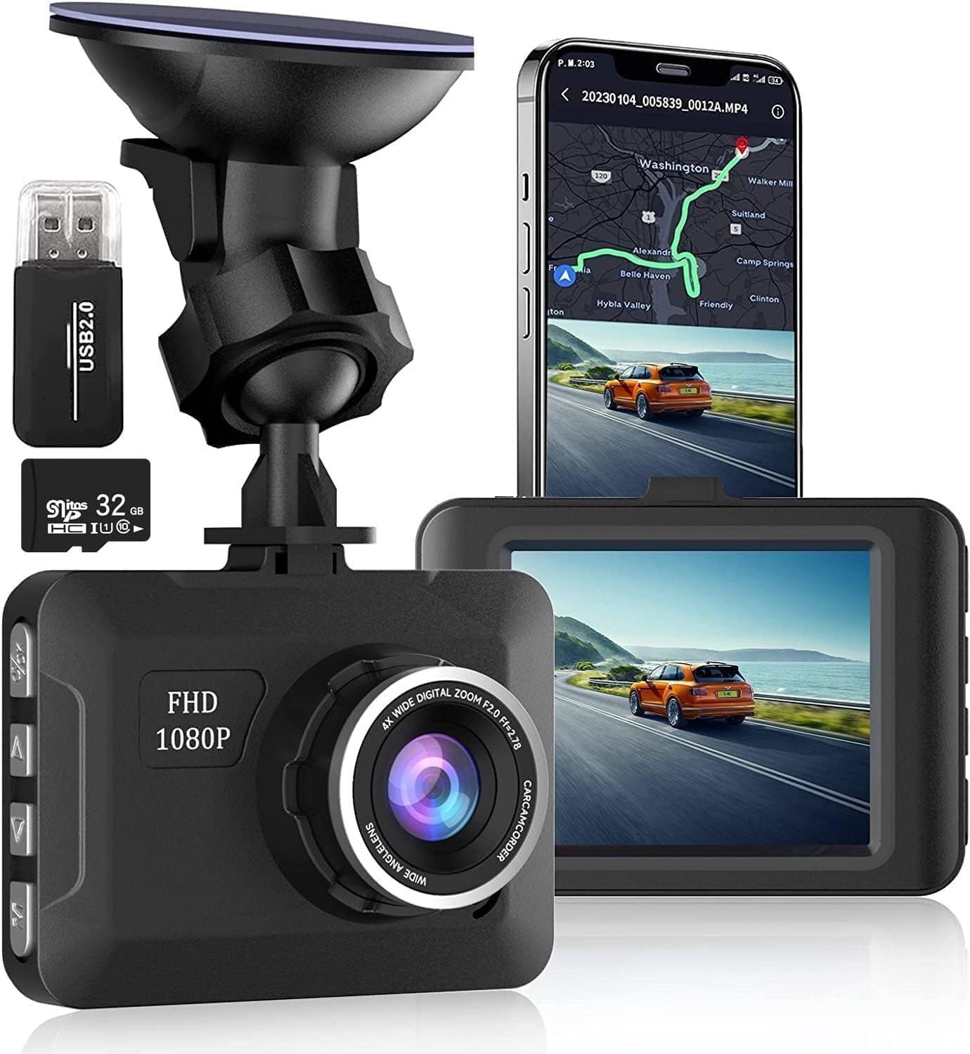 Dash Camera for Car, FHD 1080P, Super Night Vision, Dashcams for Cars w/WDR Loop Recording G-Sensor Parking Monitor Motion Detection Dashboard Camera