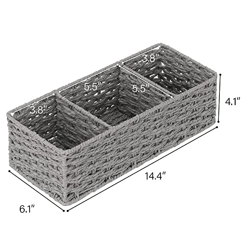 StorageWorks Rope Paper Storage Baskets Set, Gray