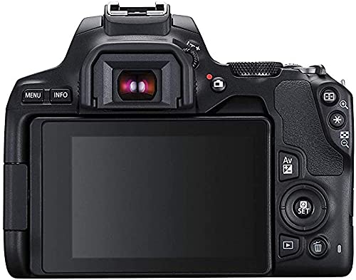 Canon EOS 250D / Rebel SL3 DSLR Camera with 18-55mm Lens (Black), Creative Filter Set, EOS Camera Bag, Sandisk Ultra 64GB Card, 6AVE Electronics Cleaning Set, and More (Renewed)