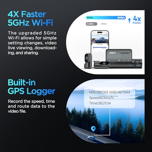 VIOFO 4K HDR Dash Cam Front Interior and Rear, STARVIS 2 IMX678 Sensor, HDR Night Vision, Ultra HD 4K + 1080P+ 1080P Triple Car Dash Camera, 5GHz WiFi GPS, 24H Parking Mode, A139 Pro 3CH